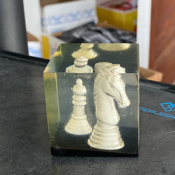 Accents | Vintage Mid Century Modern Lucite Chess Piece Paper Weight ...